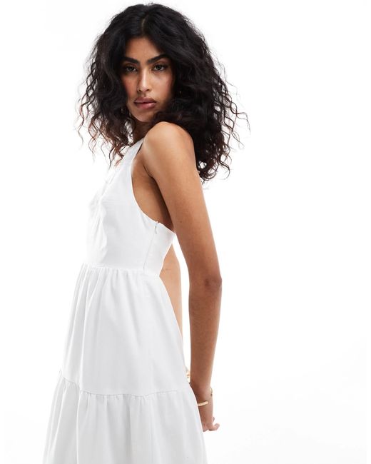 The Frolic Exclusive Sandy Shirred Back Tiered Maxi Beach Dress in ...