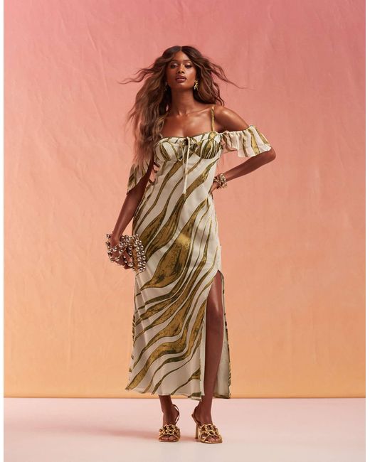 ASOS Devore Cupped Cami Maxi Dress With Frill Sleeve | Lyst