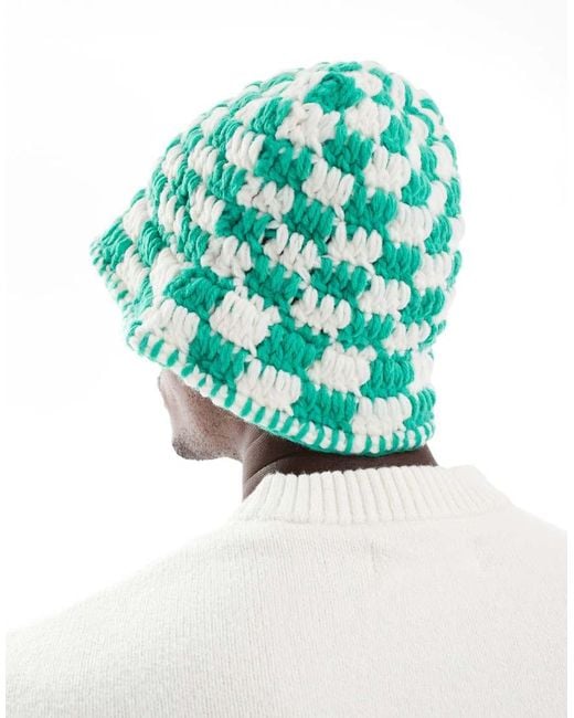 ASOS Checkerboard Crochet Bucket Hat for Men | Lyst UK