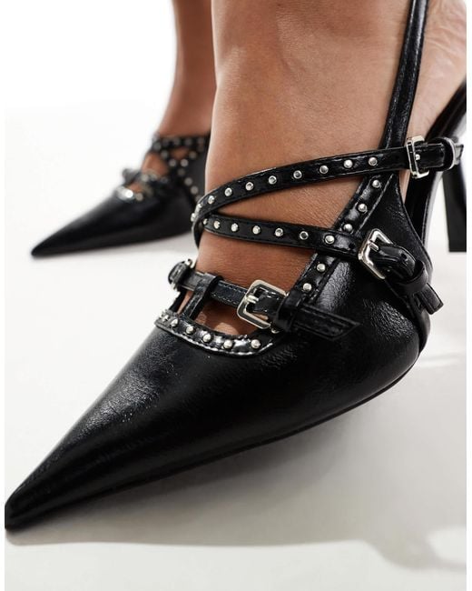 Stradivarius Heeled Shoe With Buckles in Black | Lyst Canada