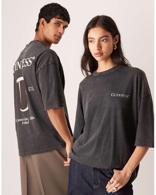 ASOS Oversized T-Shirt With Guinness Prints in Black | Lyst UK