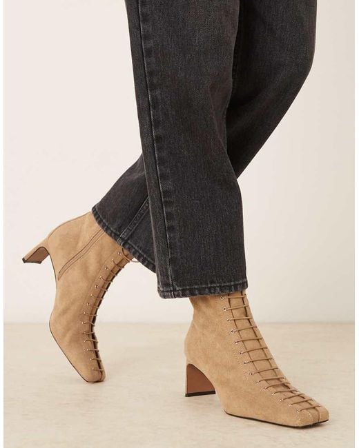 ASOS Rue Lace Up Heeled Ankle Boots in Black | Lyst UK