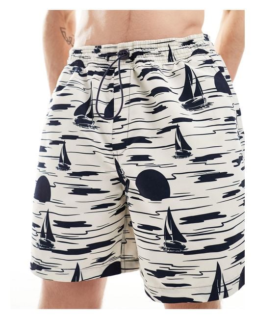 Hunky Trunks Sunset Boat Swim Short in White for Men | Lyst