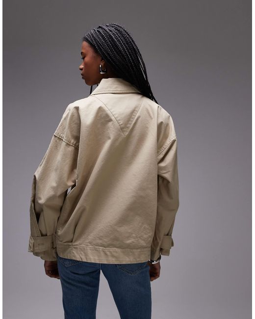 Mango Oversized Boxy Trench Coat in Natural | Lyst