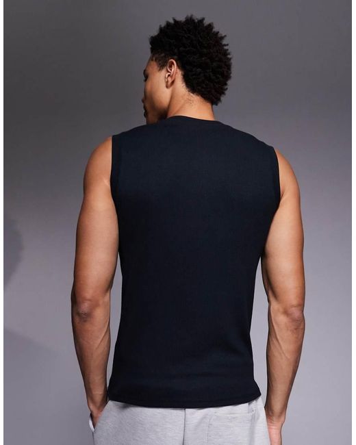 4505 Rest Day Ultra Soft Modal Rib Slim Fit Henley Tank in Blue for Men ...