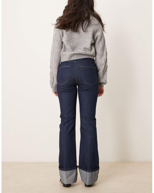 ASOS Flared Jean With Turn Up in Blue | Lyst