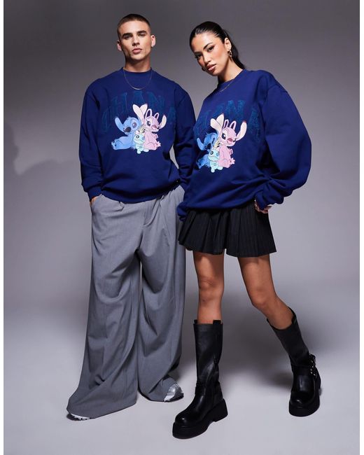 ASOS Disney Unisex Oversized Sweatshirt With Stitch And Angel Boucle ...