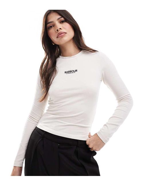 Barbour Myla Logo Long Sleeve T Shirt in White Lyst UK