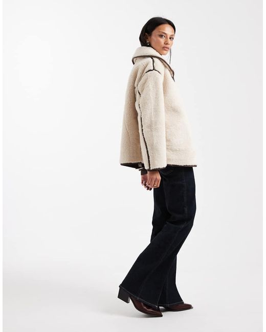 New Look Bonded Faux Fur Jacket in Natural | Lyst UK