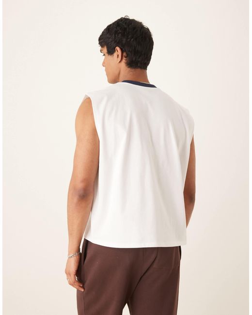 ASOS Heavyweight Relaxed Boxy Fit Tank With Print Detail in White for ...