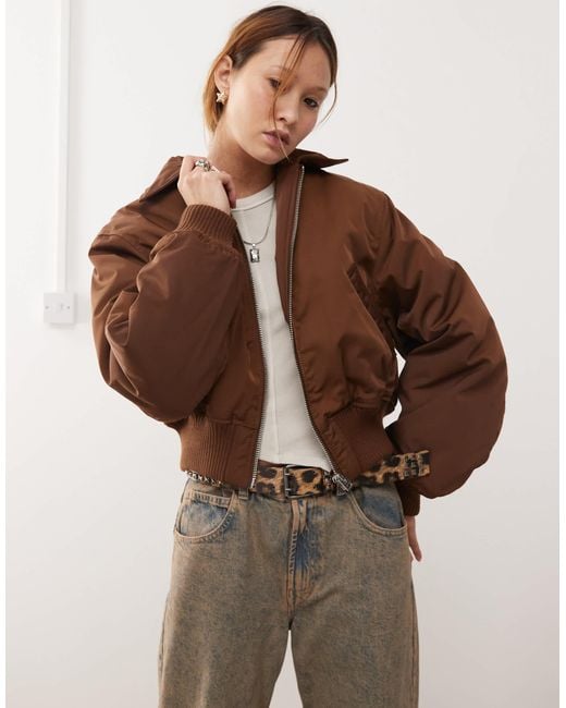 Weekday Irma Padded Jacket in Brown | Lyst