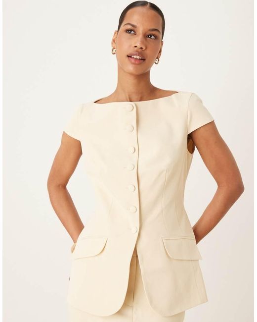 ASOS Moulded Hip Cap Sleeve Blazer Co-ord in Natural | Lyst UK