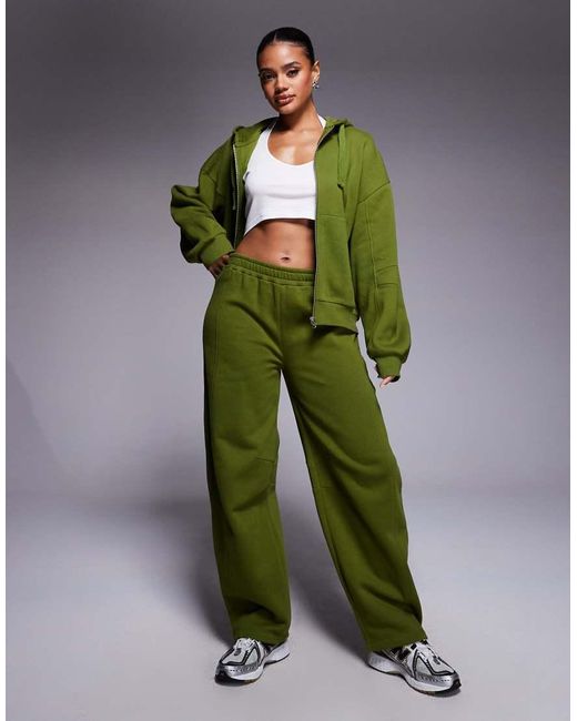 ASOS Co-ord Barrel Leg jogger With Seam Detail in Green | Lyst UK
