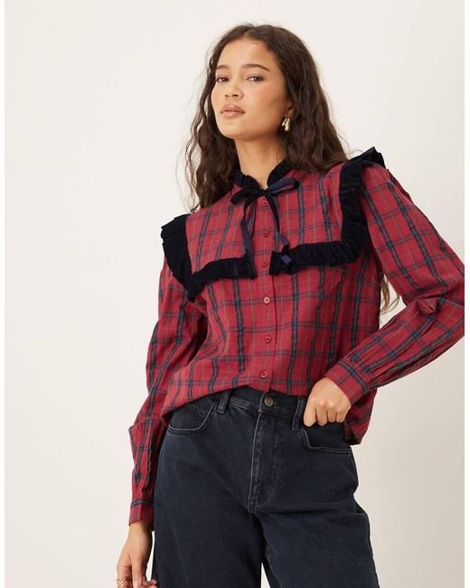 Neon Rose Long Sleeve Floaty Top in Red | Lyst UK