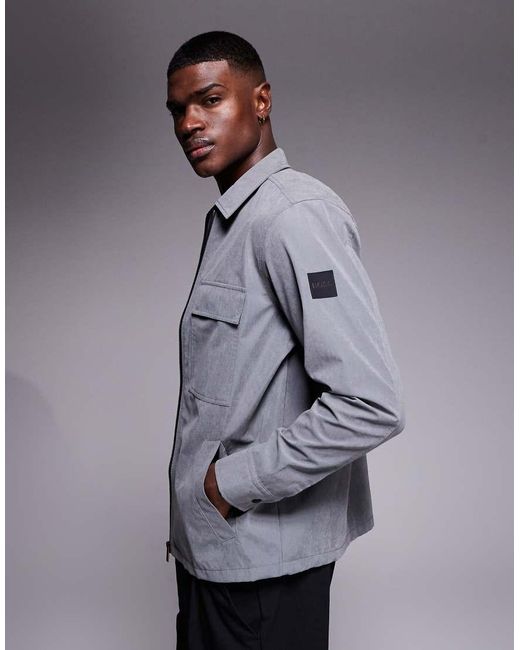 BOSS Lozzy Zip Thru Utility Overshirt in Grey for Men | Lyst UK