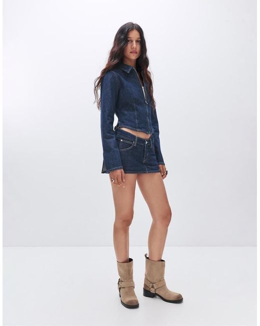 Pull&Bear Zip Denim Shirt in Blue | Lyst UK