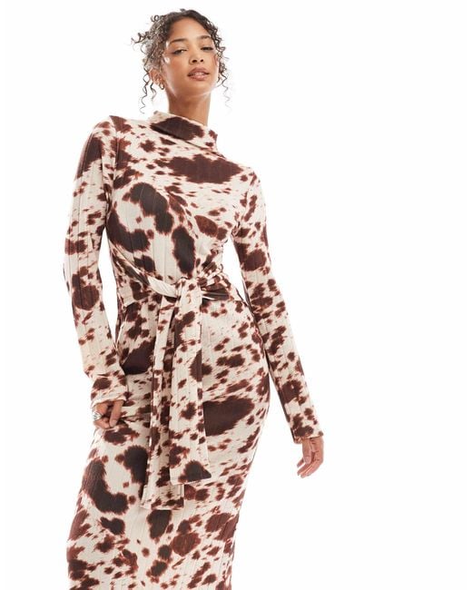 ASOS Chunky Ribbed Maxi Dress With Wrap Waist in White | Lyst