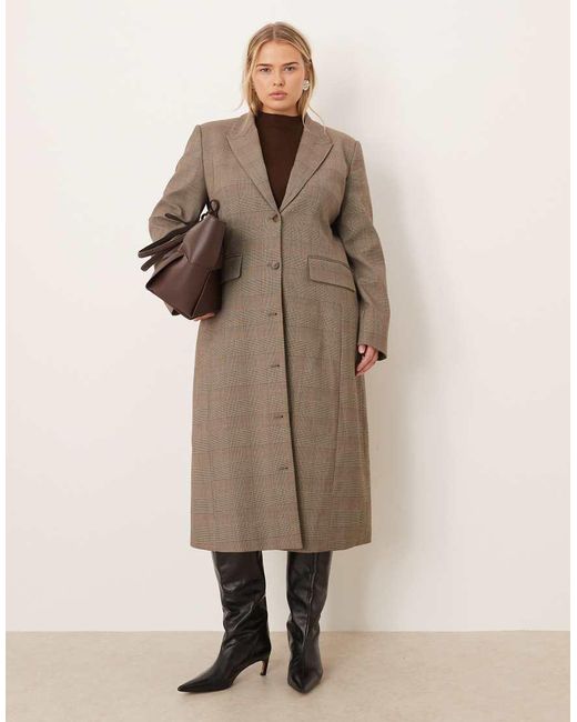 ASOS Curve Tailored Longline Blazer in Natural | Lyst UK