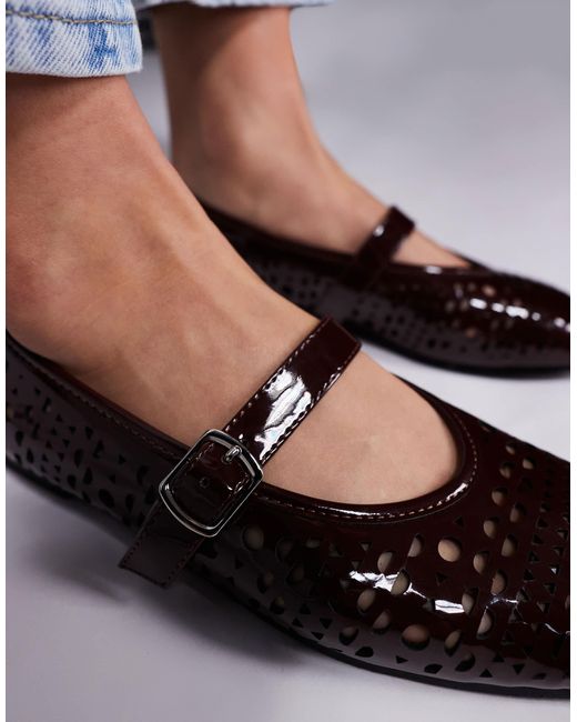 Public Desire Clementina Laser Cut Mary Jane Ballet Flats in Blue | Lyst