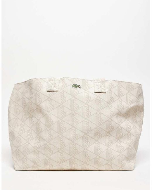 Lacoste Monogram Shopping Bag in Natural | Lyst UK