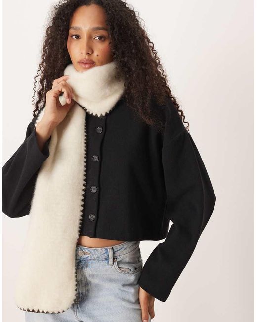 Accessorize Stitch Edge Suffer Fluffy Scarf in Black | Lyst UK