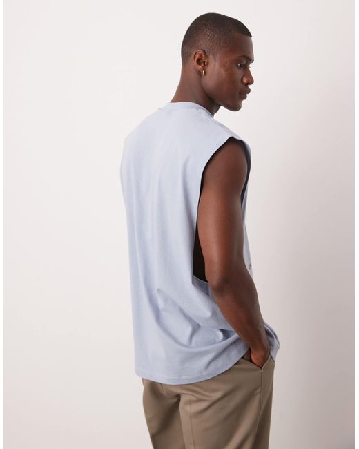 ASOS Oversized Tank With Dropped Armhole And Street Graphic in Blue for ...