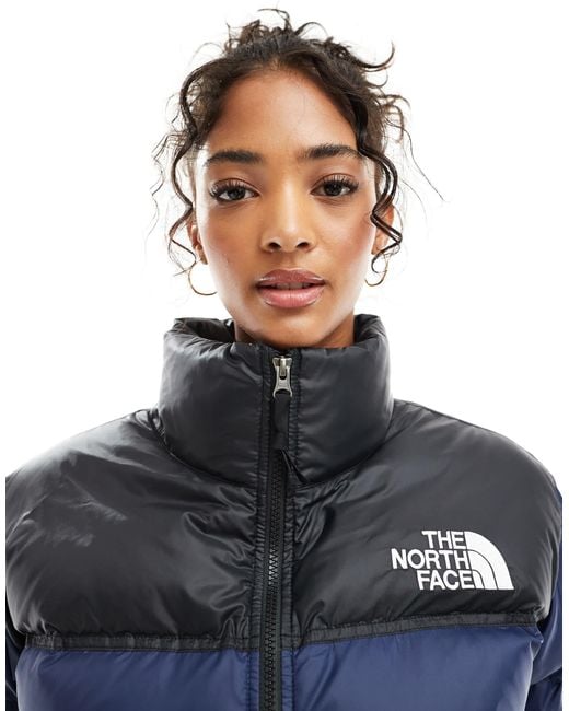 The North Face Nuptse Cropped Down Puffer Jacket in Blue | Lyst