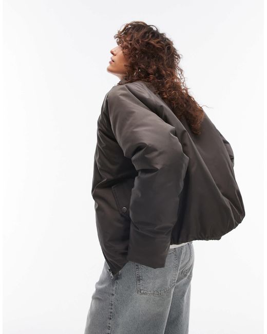 TOPSHOP Bomber Puffer Jacket in Green | Lyst