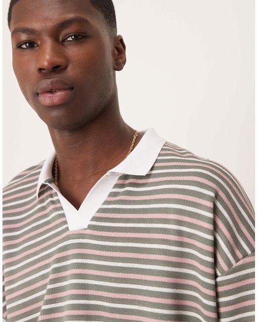 ASOS Oversized Boxy Polo T-shirt in Natural for Men | Lyst