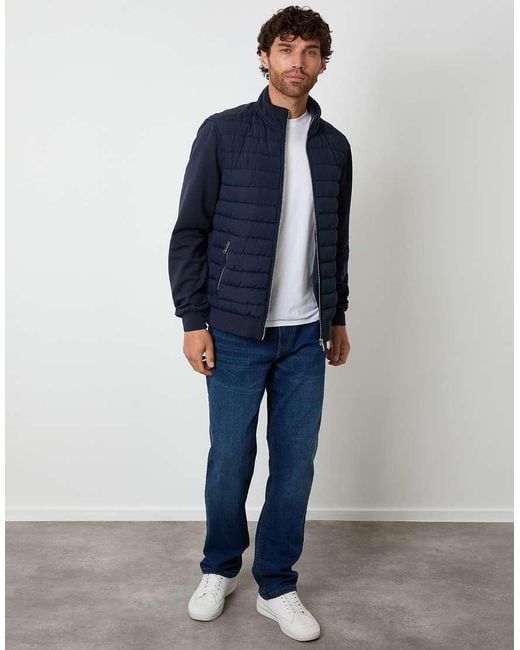 Threadbare Quilted Hybrid Funnel Neck Jacket in Blue for Men | Lyst UK