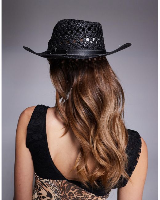 South Beach Straw Cowboy Hat in Black | Lyst