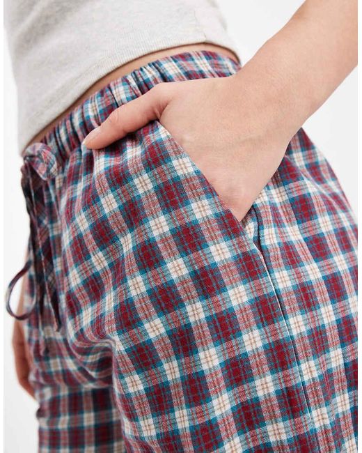 Daisy Street Pull On Cosy Check Pyjama Trousers in White | Lyst UK