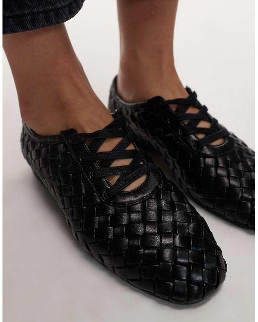 JW PEI Kayla Weave Strap Lace Up Shoes in Black | Lyst UK