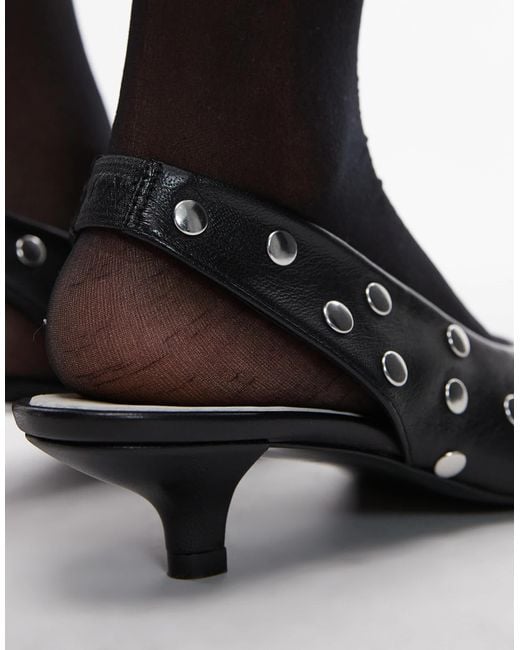 Bimba Y Lola Pointed Stud Kitten Heels in Black | Lyst