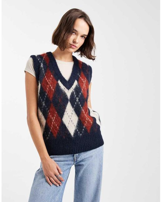 ONLY Fluffy Knitted Vest in Blue | Lyst UK