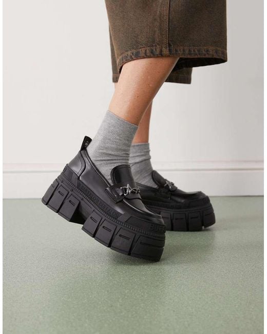 Buffalo Gospher Chunky Loafer in Black | Lyst UK