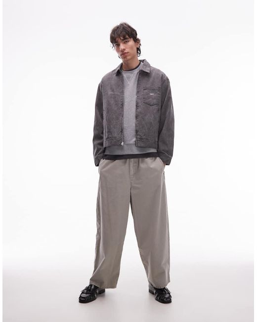 Obey Workman Zip Up Trucker Jacket in Grey for Men | Lyst UK