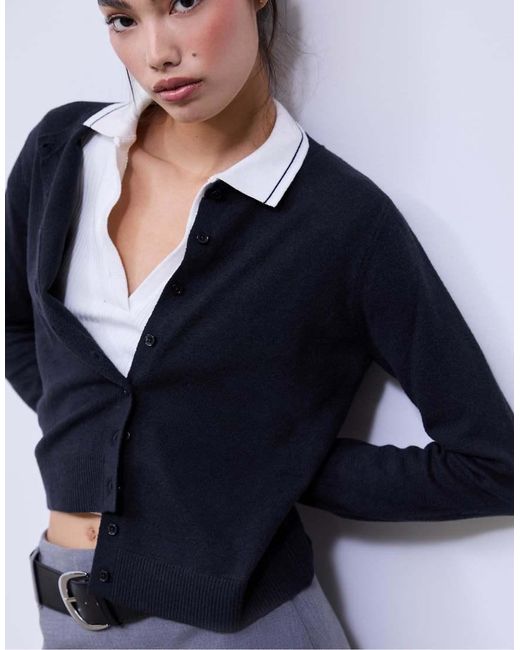 Stradivarius Soft-touch Knit Cardigan With Buttons in Blue | Lyst UK