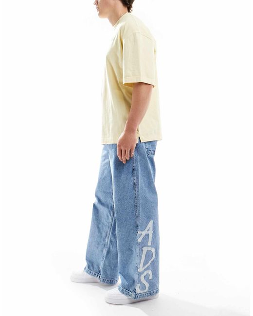 ASOS Super baggy Jeans With Ads Logo in Blue for Men | Lyst