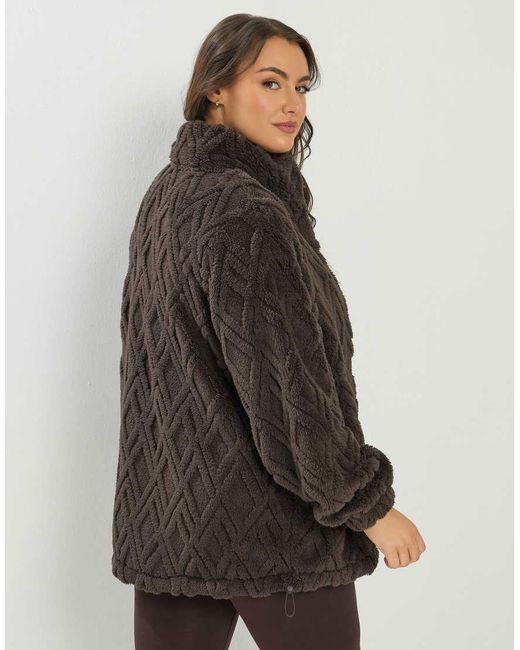 Yours Clothing Textured Fleece Jacket in Grey | Lyst UK