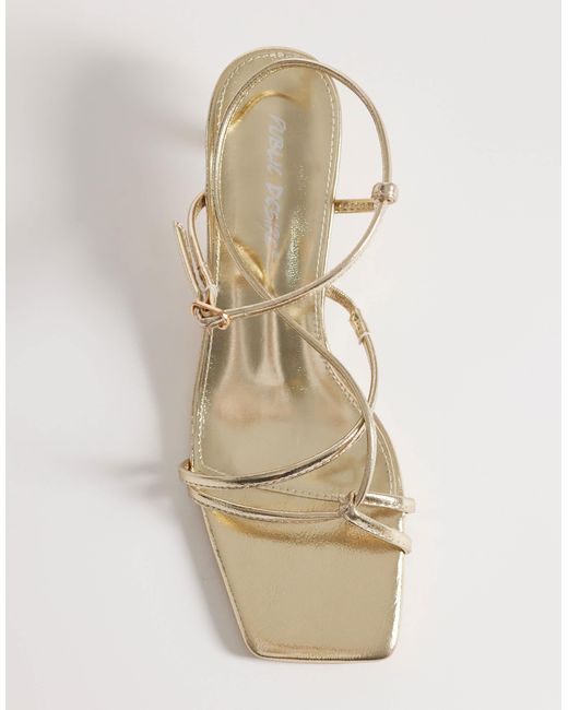 Public Desire Glinda Kitten Heel Strappy Sandals in Natural | Lyst