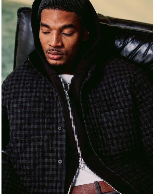 ASOS Boxy Wool Blend Overshirt With Cord Collar in Blue for Men | Lyst