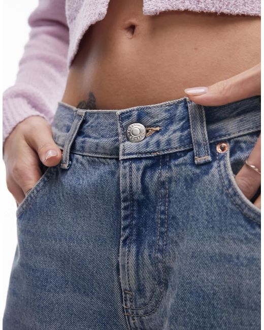 TOPSHOP Cinch Low Rise Relaxed Jean in Blue | Lyst
