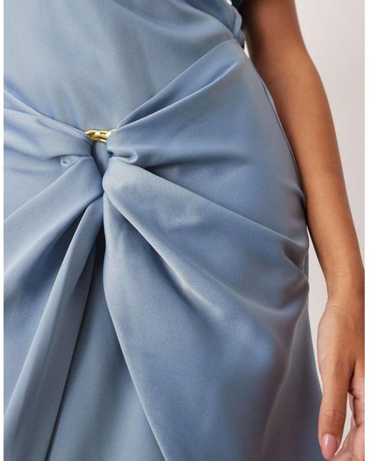 ARRANGE Drape Split Sleeve Maxi Dress With Metal Trim in Blue | Lyst UK