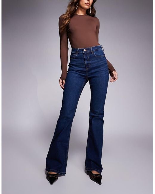 River Island Sculpt Flare Jeans in Blue | Lyst UK