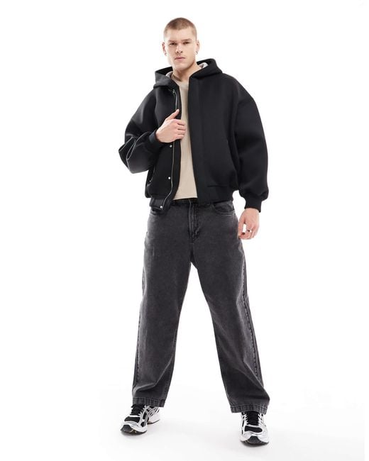 Bershka Premium Boxy Fit Jacket in Black for Men | Lyst