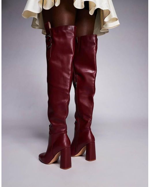 SIMMI Simmi London Harrieta Heeled Over-the-knee Boots in Red | Lyst UK
