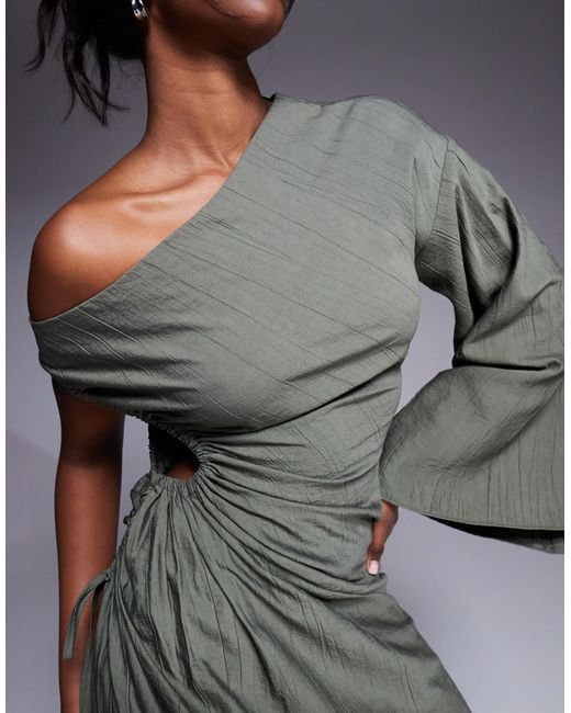 ASOS Cutout Channel Maxi Dress in Gray | Lyst