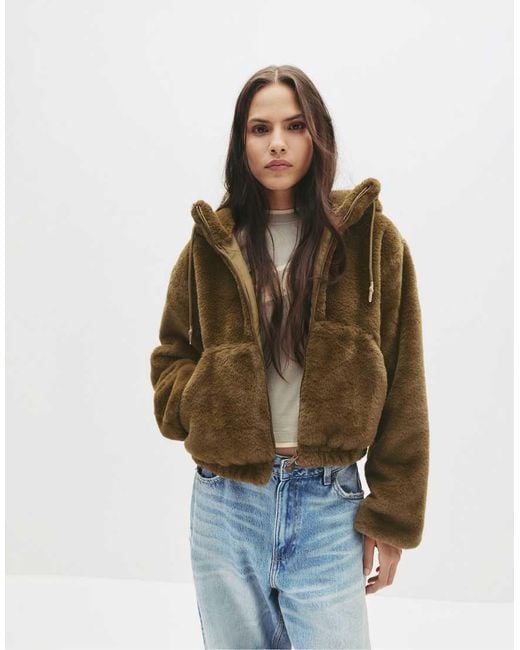 Pull&Bear Faux Fur Hooded Jacket | Lyst UK