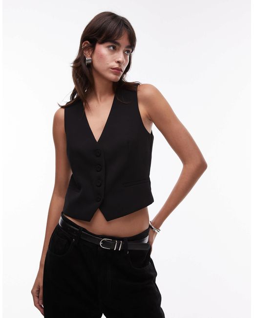 Mango Tailored Vest in Black | Lyst